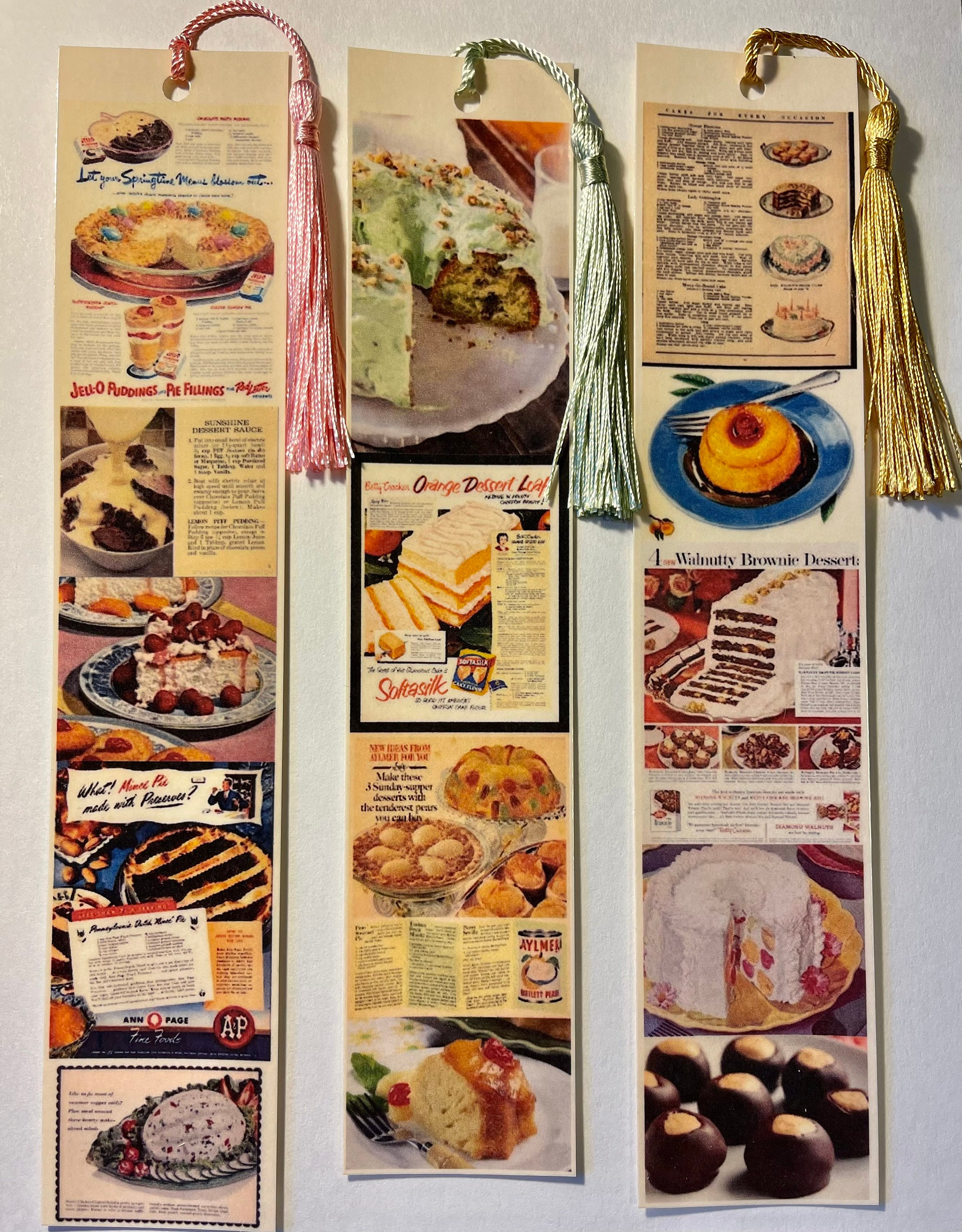 Vintage Dessert Recipes-set of 3 Laminated Bookmarks - Etsy