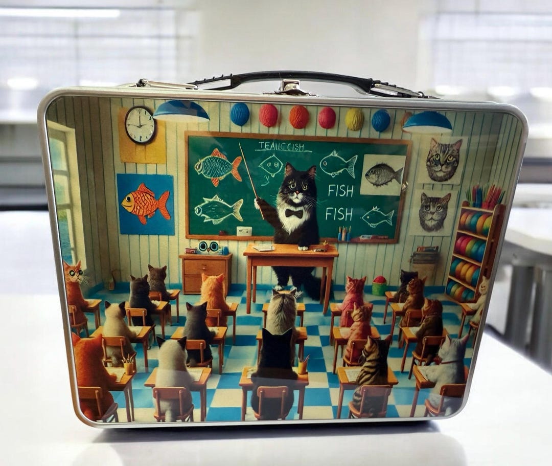 Cat School Lunch Box - Etsy
