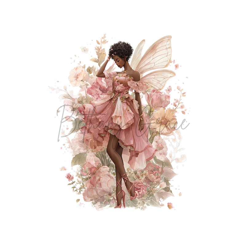 Watercolor Black Fairy Clipart Pack Set African American Fairies PNG ...