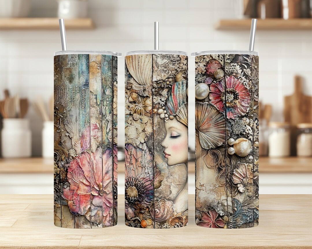Seamless Surrealism Woman Collage 20 Oz Skinny Tumbler Sublimation ...