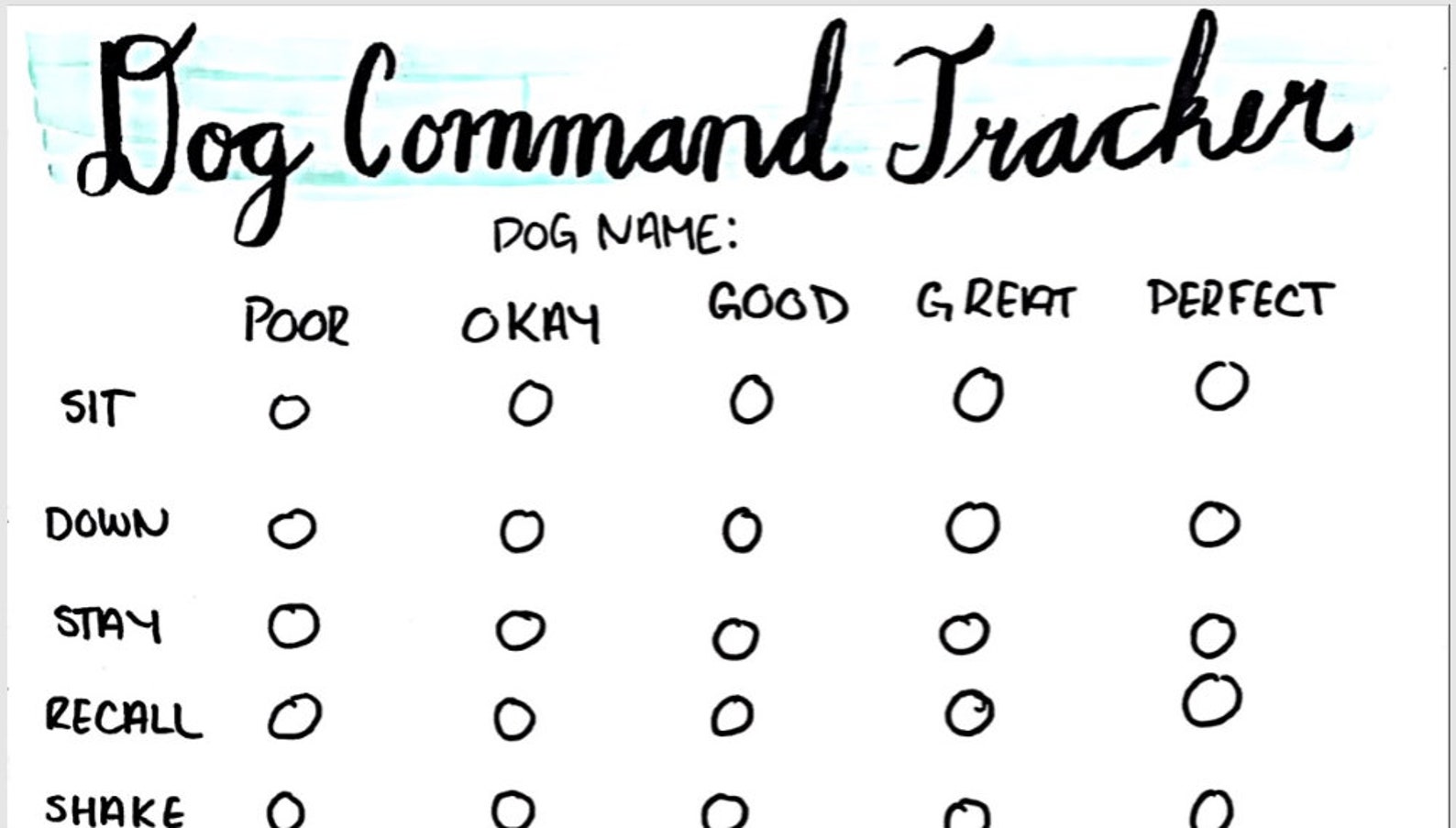 Dog Training Command Progress Tracker | Etsy