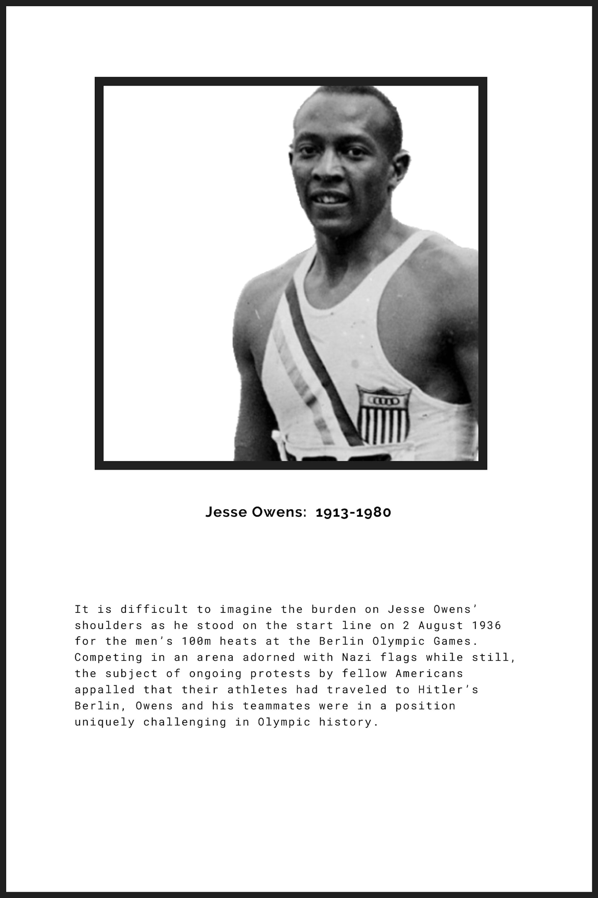 Jesse Owens Poster and Newspaper Article, Printable Sports Poster ...