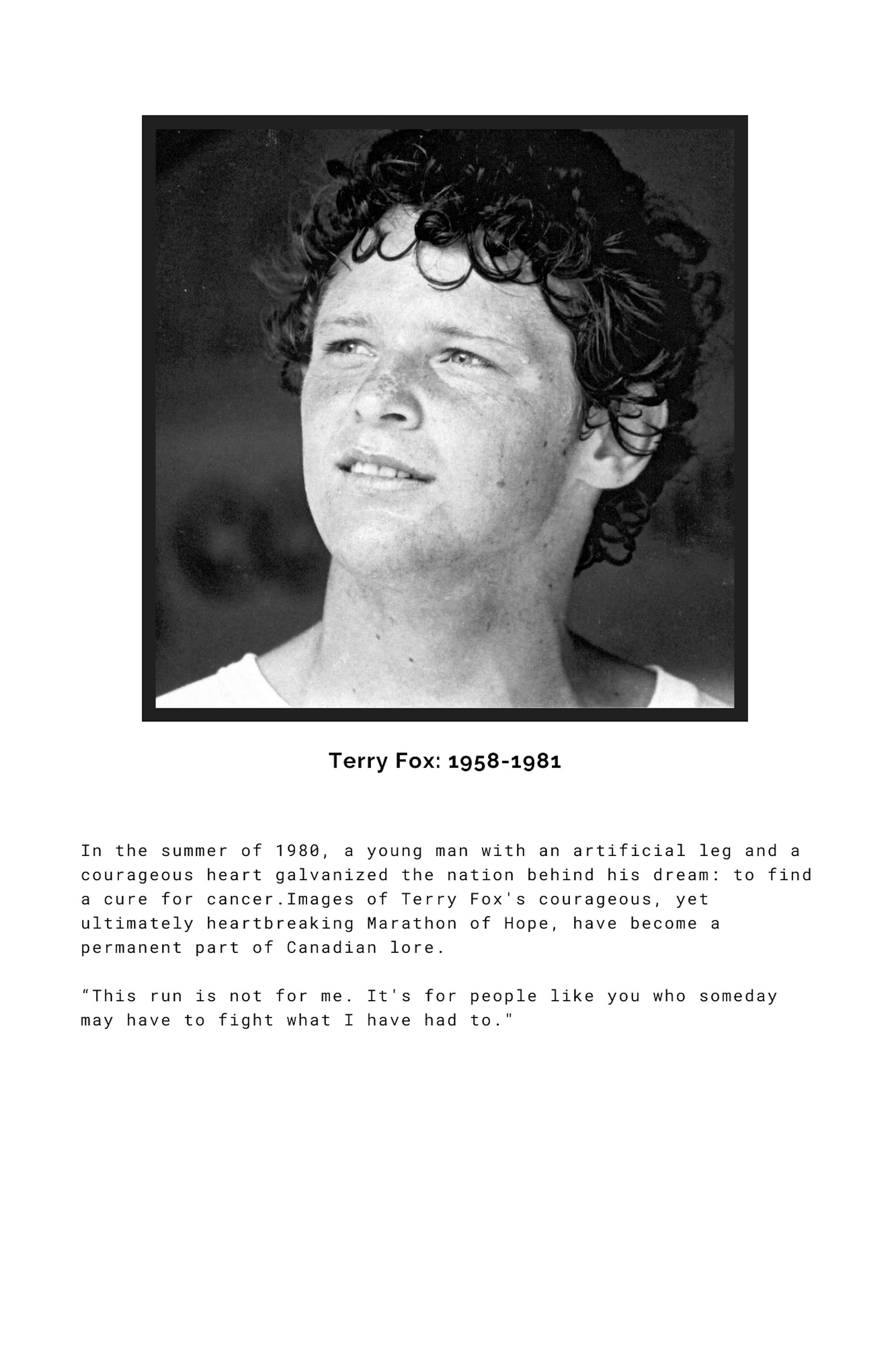 Terry Fox Poster With Quote, Marathon of Hope - Cancer Research, Gift ...