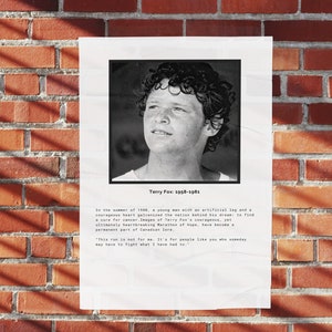 Terry Fox Poster With Quote, Marathon of Hope Cancer Research, Gift for ...