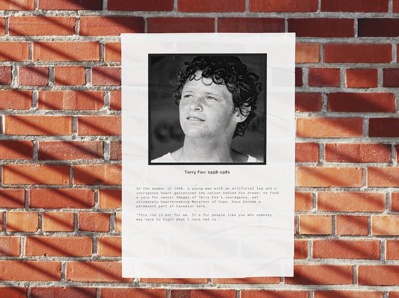 Terry Fox Poster With Quote, Marathon of Hope - Cancer Research, Gift ...