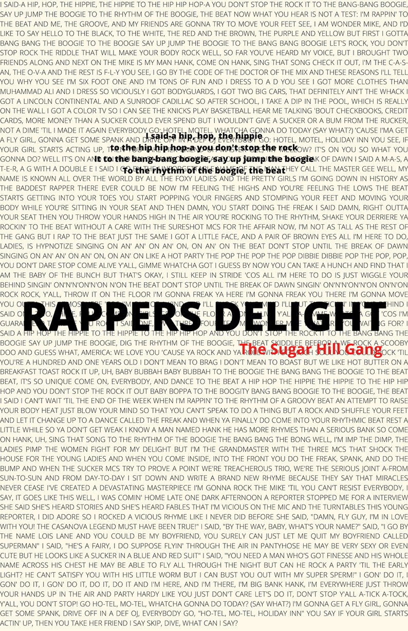 Rappers Delight Poster Set of 2, Sugar Hill Gang, 2 Wall Art Printable ...