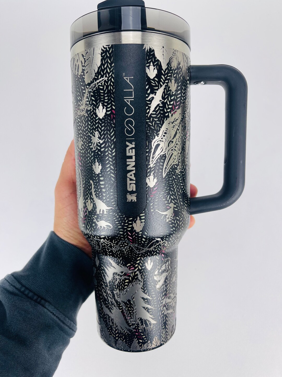 Stanley X Calia 40oz Tumbler Black Serpent Jurassic Park Laser Engraved ...