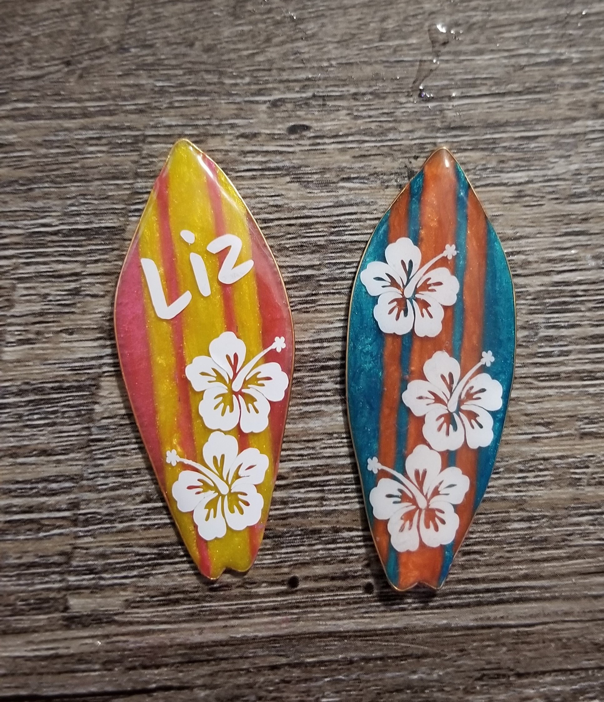 Gold Wire and Colored Resin Surf Board Earring and Necklace - Etsy
