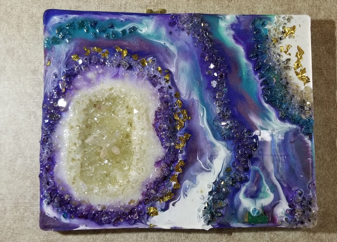 Made to Order customize-able Resin geode on canvas with | Etsy