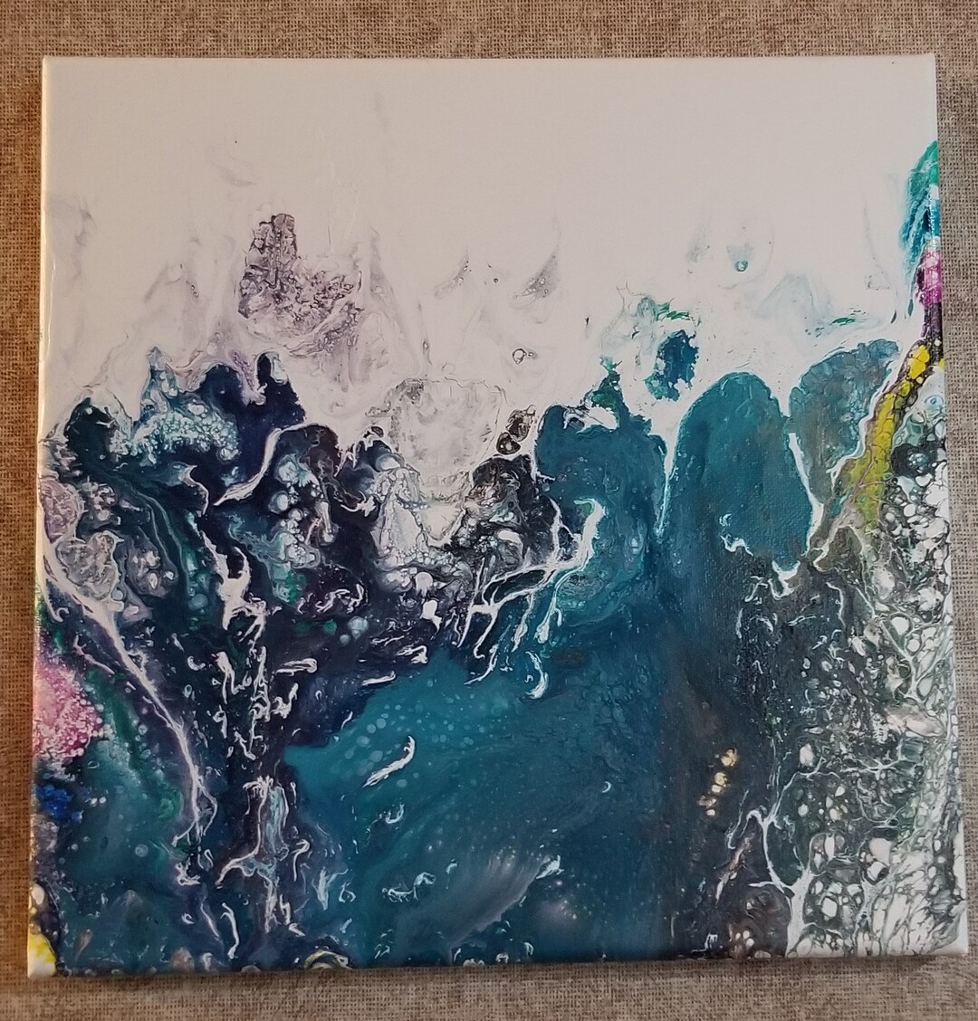 12" X 12" Acrylic Paint Pour on Canvas. - Etsy