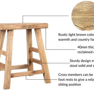 Large Old Barn Rustic Stool 50-60cm Height Rustic Seat Peasant Stool ...