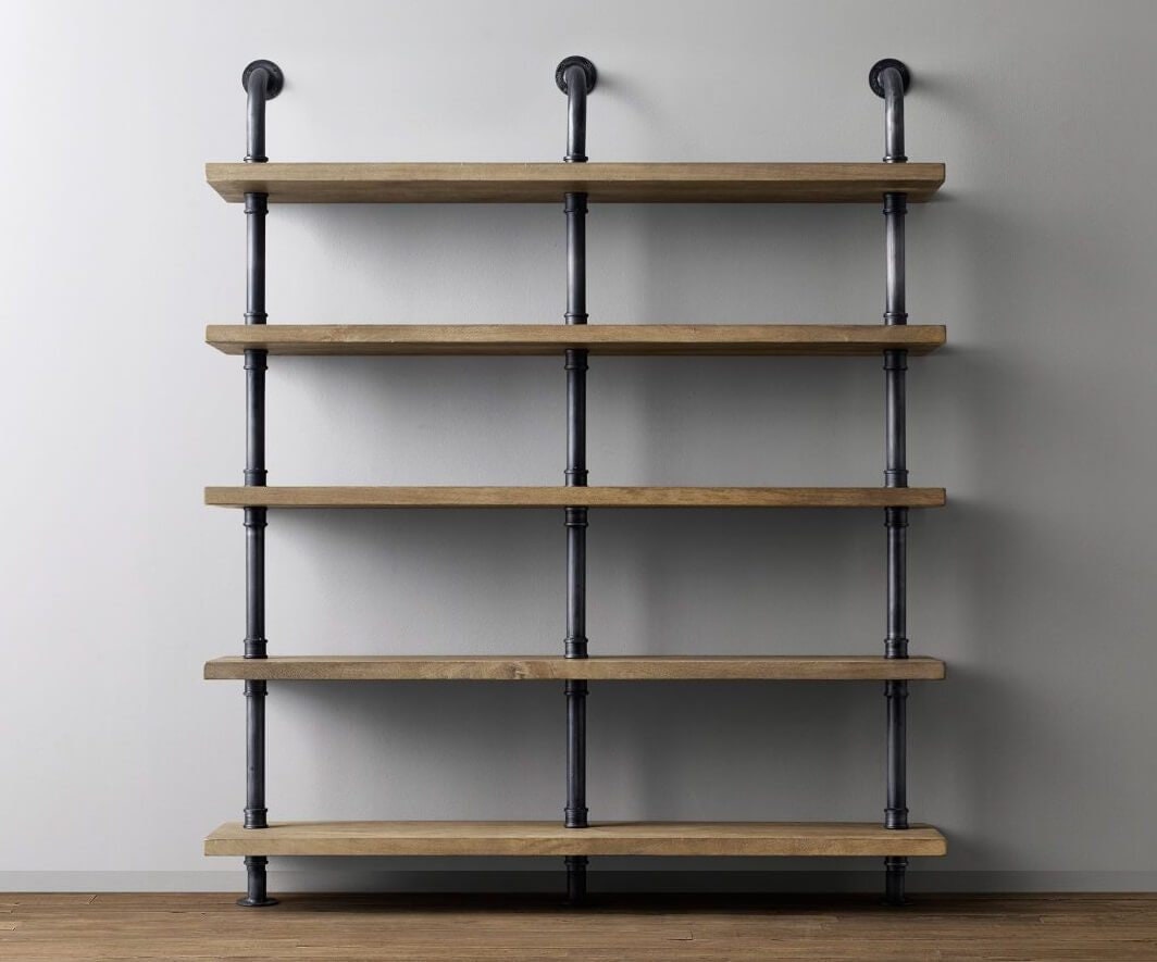 5 Shelf Industrial Chunky Pipe Triple Shelving Unit Rustic | Etsy UK