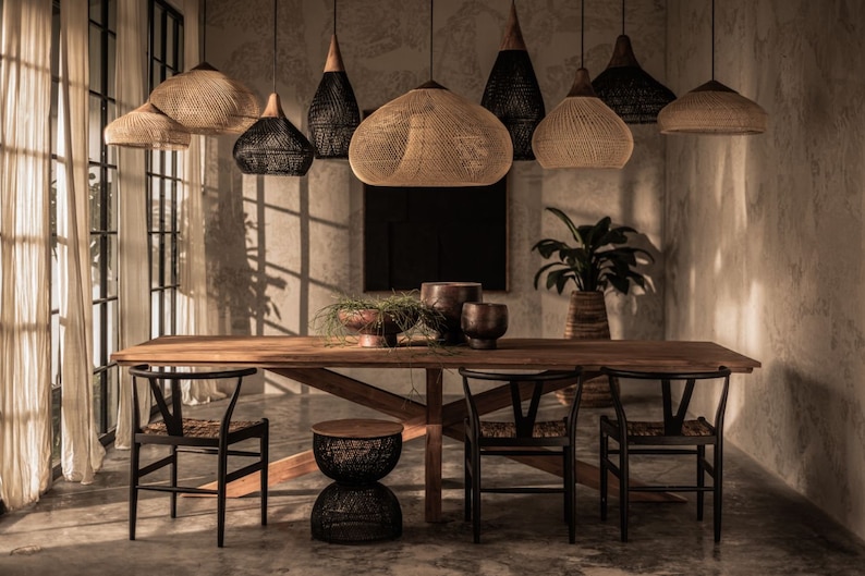 Bell Lamp 60cm Large Rattan Lamp Shade & Light Fitting - Etsy UK