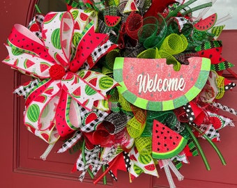 WELCOME Watermelon Sign Watermelon Sign Welcome Sign Wreath - Etsy