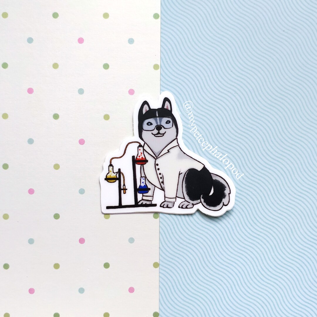 Husky LAB DOG SCIENCE Stickers | Biology Chemistry Microscope ...
