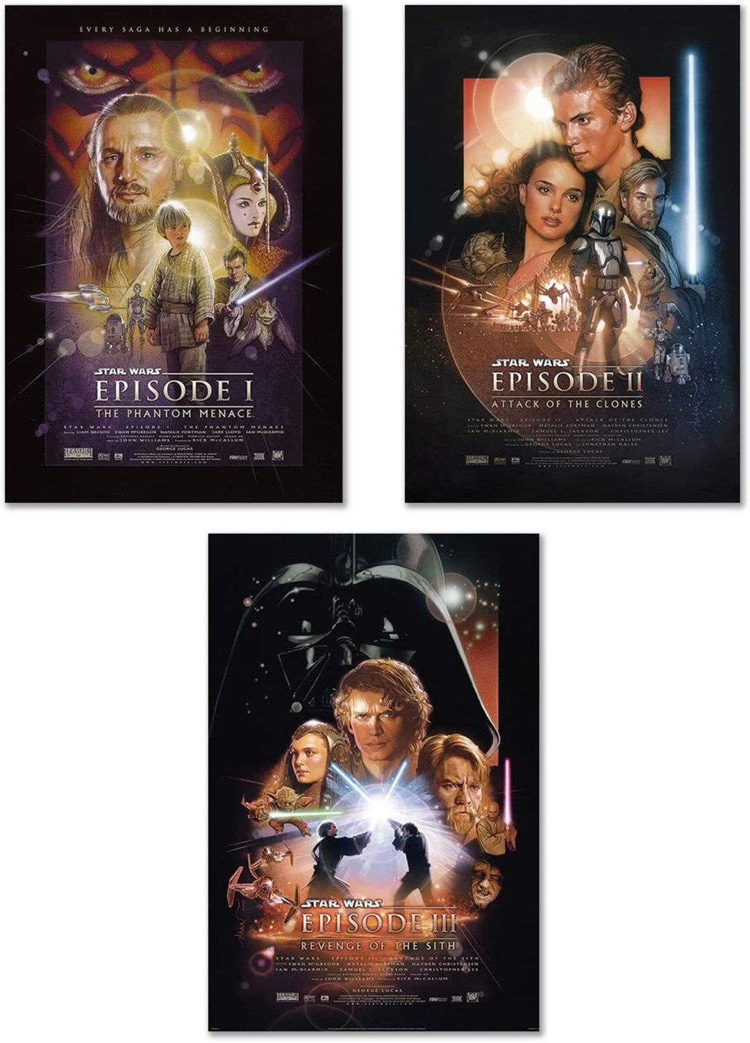 Star Wars Episodes 1 -3 Movie Poster Set(24" X 36") - Etsy