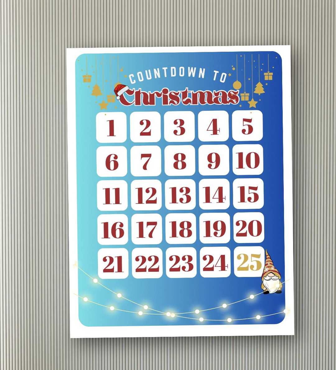 Countdown to Christmas Poster - Instant Download - 8.5"x11" Color PNG ...