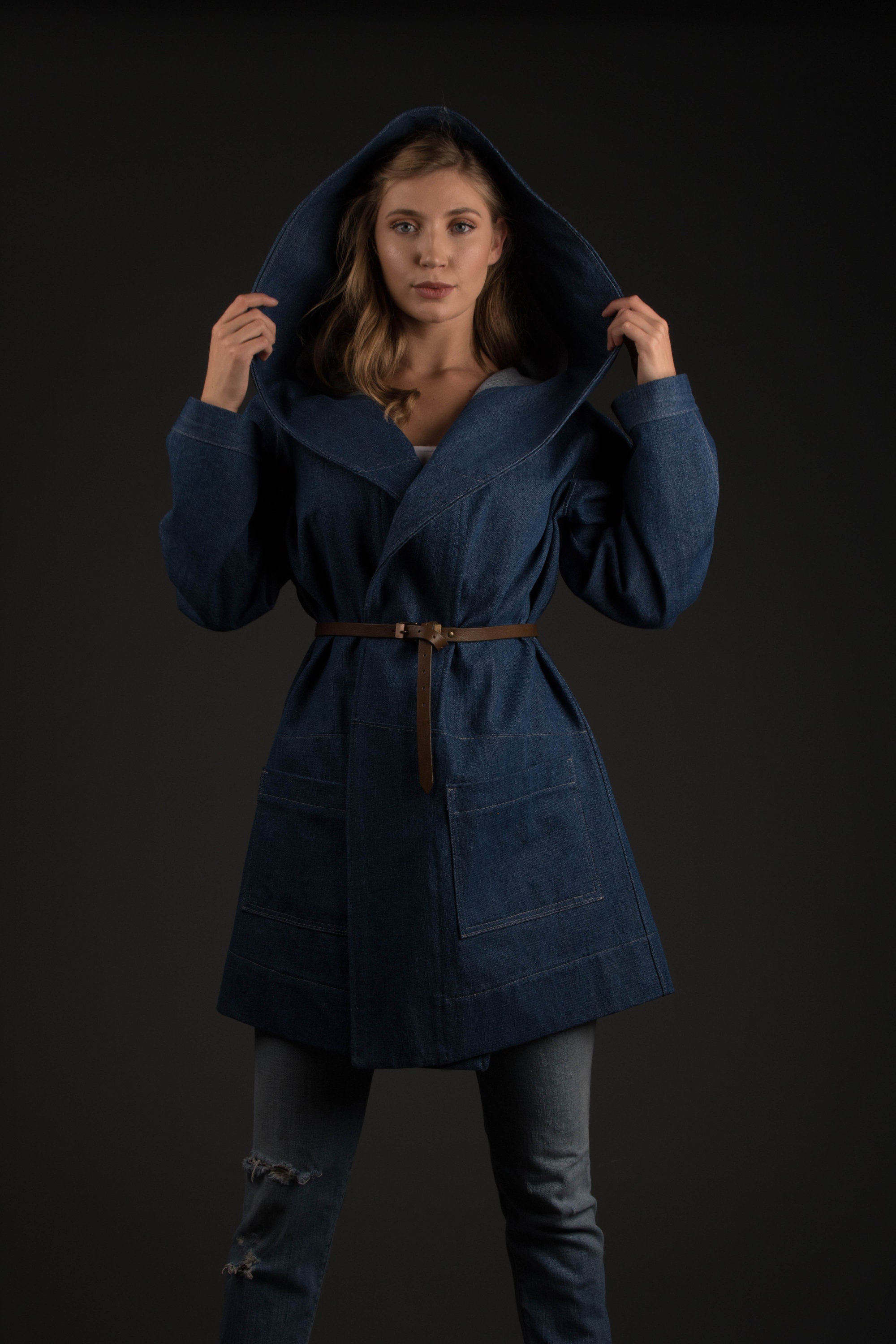 Denim Cotton Hooded Jacket - Etsy Hong Kong