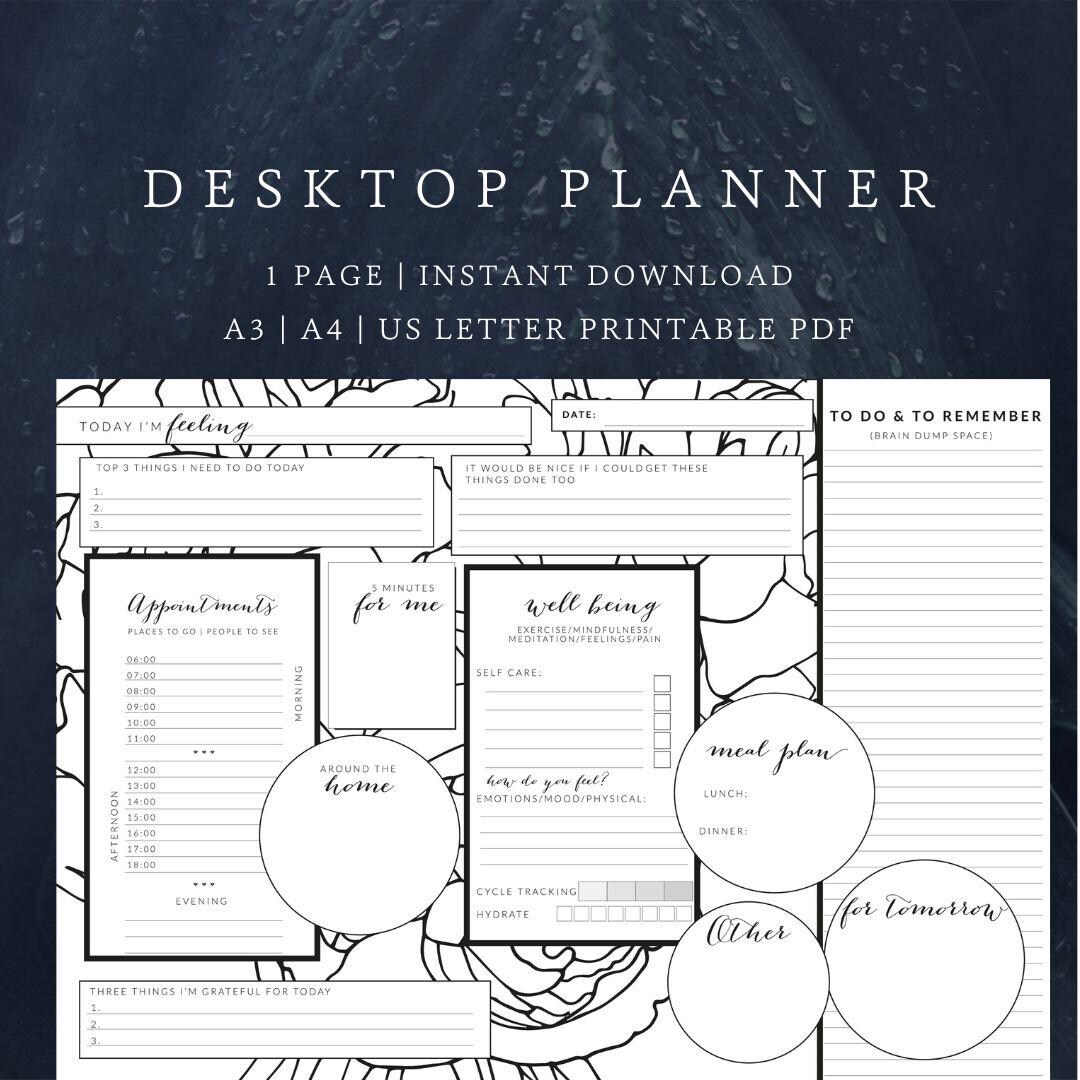 Desktop Planner Printable | Planner Printable | Printable Journal ...
