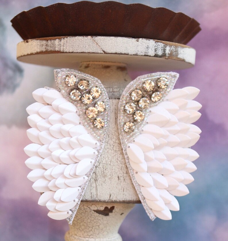 Embellished Wing Earrings / Fan Spike Beaded Crystal / | Etsy