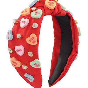 Conversation Candy Hearts Headband / White Pink Red Valentine’s Day ...
