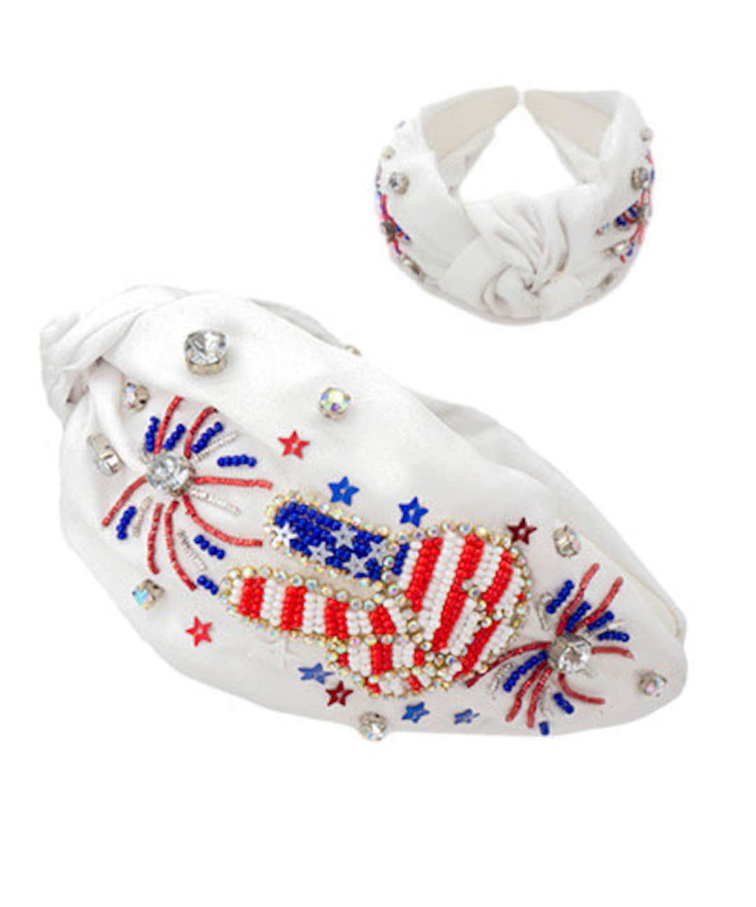 Peace Sign American Stars Stripes Headband / Beaded USA / Knot Top 4th ...