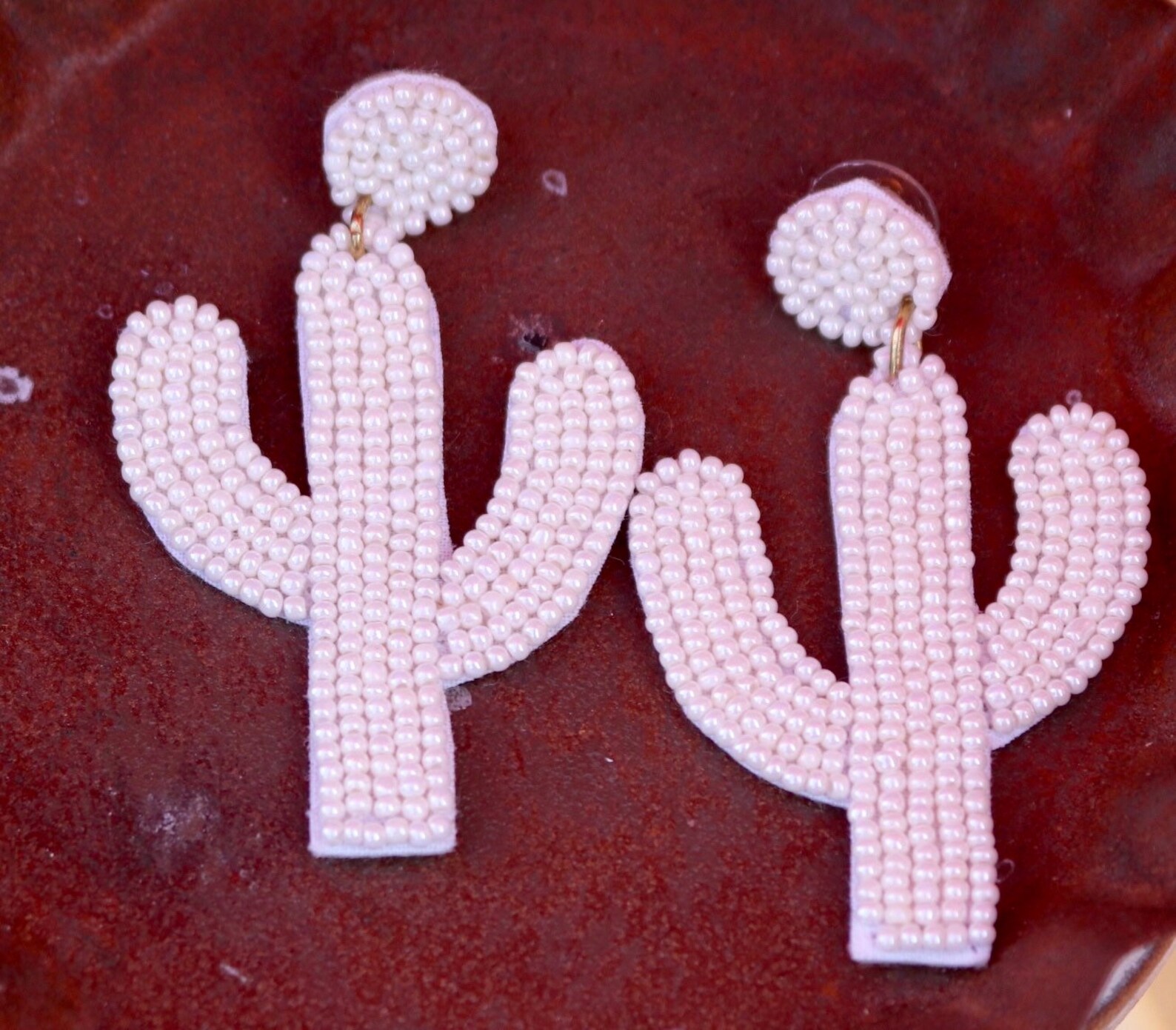 Cactus Earrings / Seed Bead Post / Statement Jewelry / Kitschy - Etsy