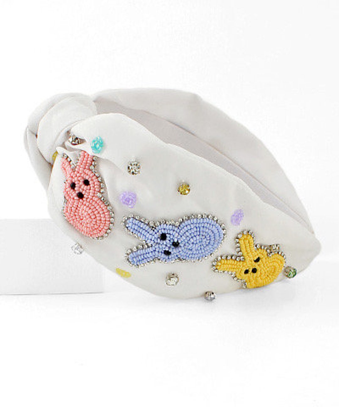 Easter Peeps Headband / Seed Bead Beaded Knot Top / Bunny Rabbit / Eggs ...
