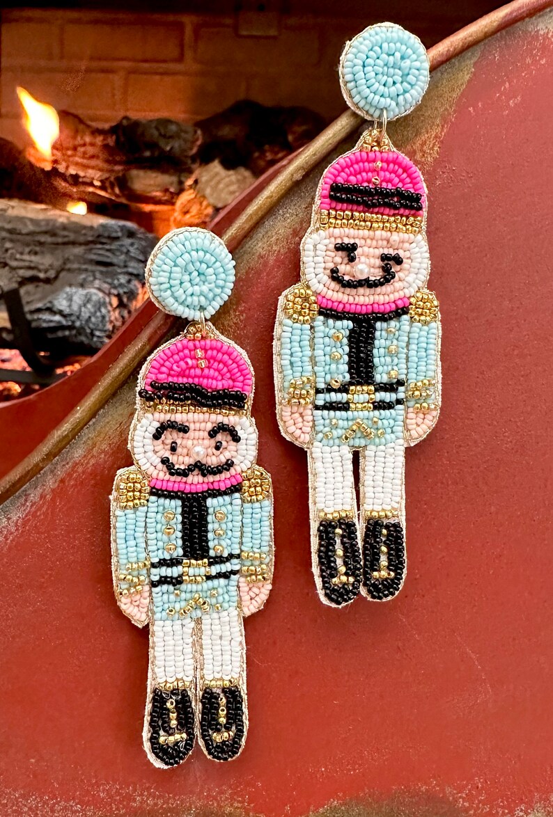Nutcracker Earrings / Christmas Jewelry / Seed Bead / Statement Earring ...