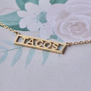 Taco Bar Charm Necklace / 14K Gold Dipped / Adjustable / Taco Tuesday ...