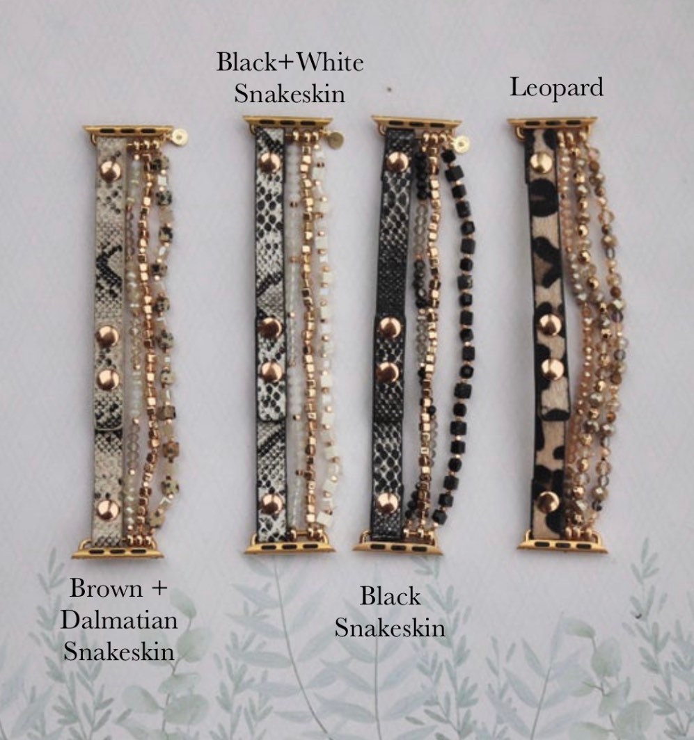 Beaded Leopard Watch Band / Compatible With Apple / 38mm 40mm 41mm ...