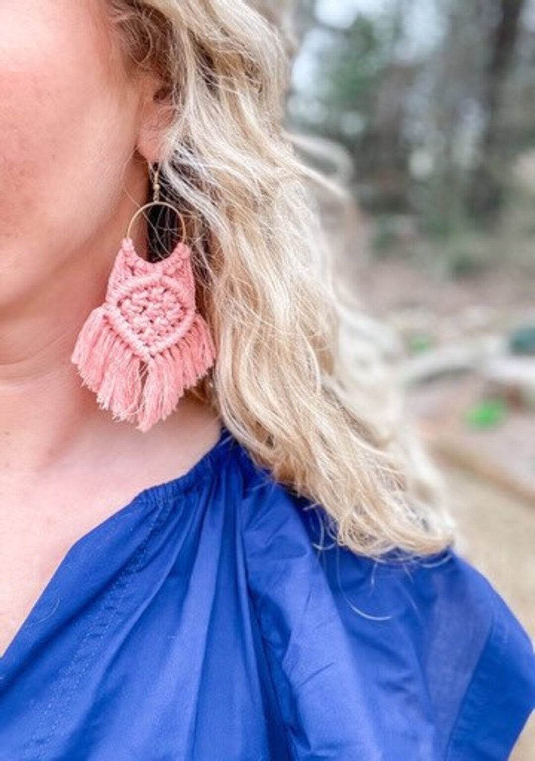 Hand Macrame Earrings / Threaded Braided / Choose Color / Statement ...
