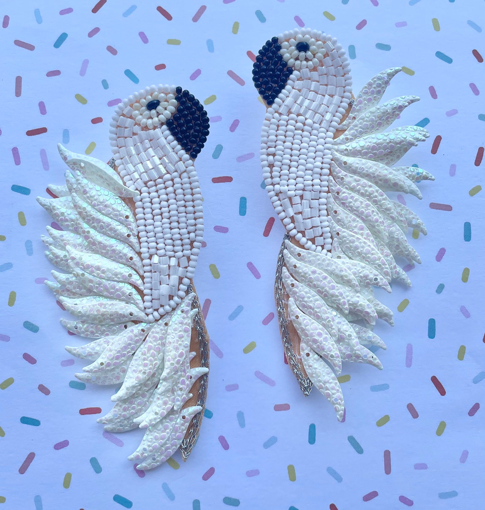 Beaded Parrot Earrings / Iridescent Beading / Large Beach - Etsy