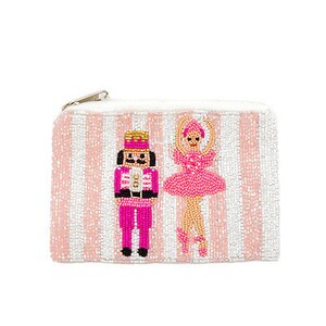 Nutcracker Coin Purse / Christmas / Pink Seed Bead / Mouse Ballerina ...