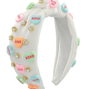 Conversation Candy Hearts Headband / White Pink Red Valentine’s Day ...