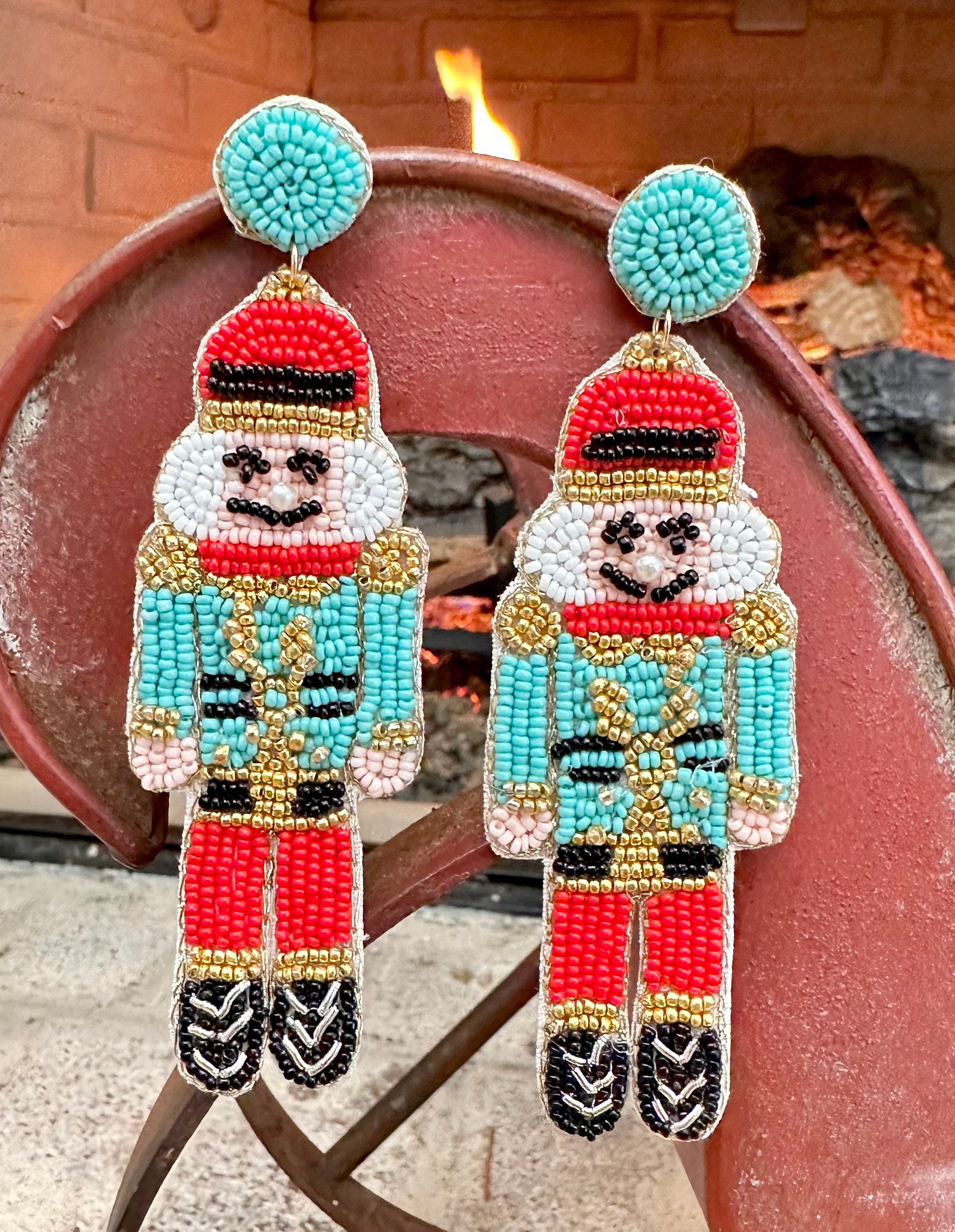 Nutcracker Earrings / Christmas Jewelry / Seed Bead / Statement Earring ...