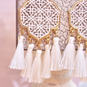 Filigree Arabesque Tassel Earrings Statement / Choose Your Color ...