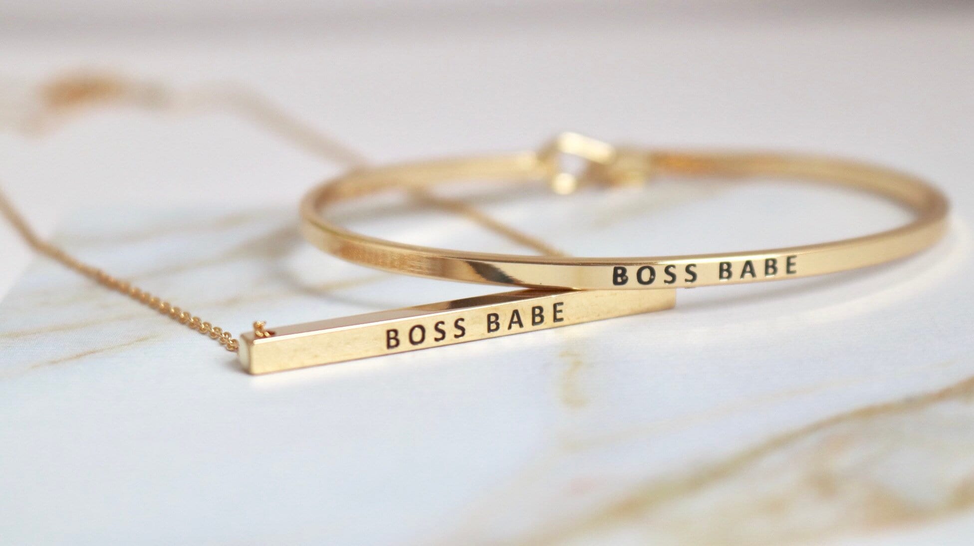Boss Babe / Hustle 14K Gold OR White Gold Dipped Motivational - Etsy