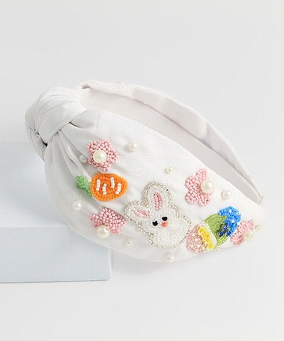 Easter Headband / Seed Bead Beaded Knot Top / Bunny Rabbit / Carrot ...