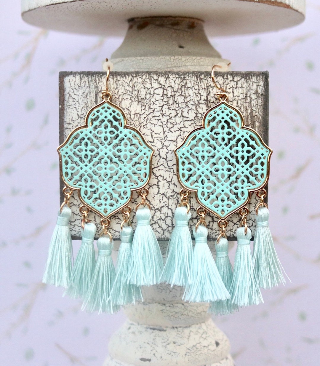 Filigree Arabesque Tassel Earrings Statement / Choose Your Color ...