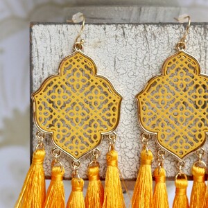 Filigree Arabesque Tassel Earrings Statement / Choose Your Color ...