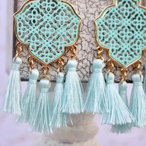 Filigree Arabesque Tassel Earrings Statement / Choose Your Color ...