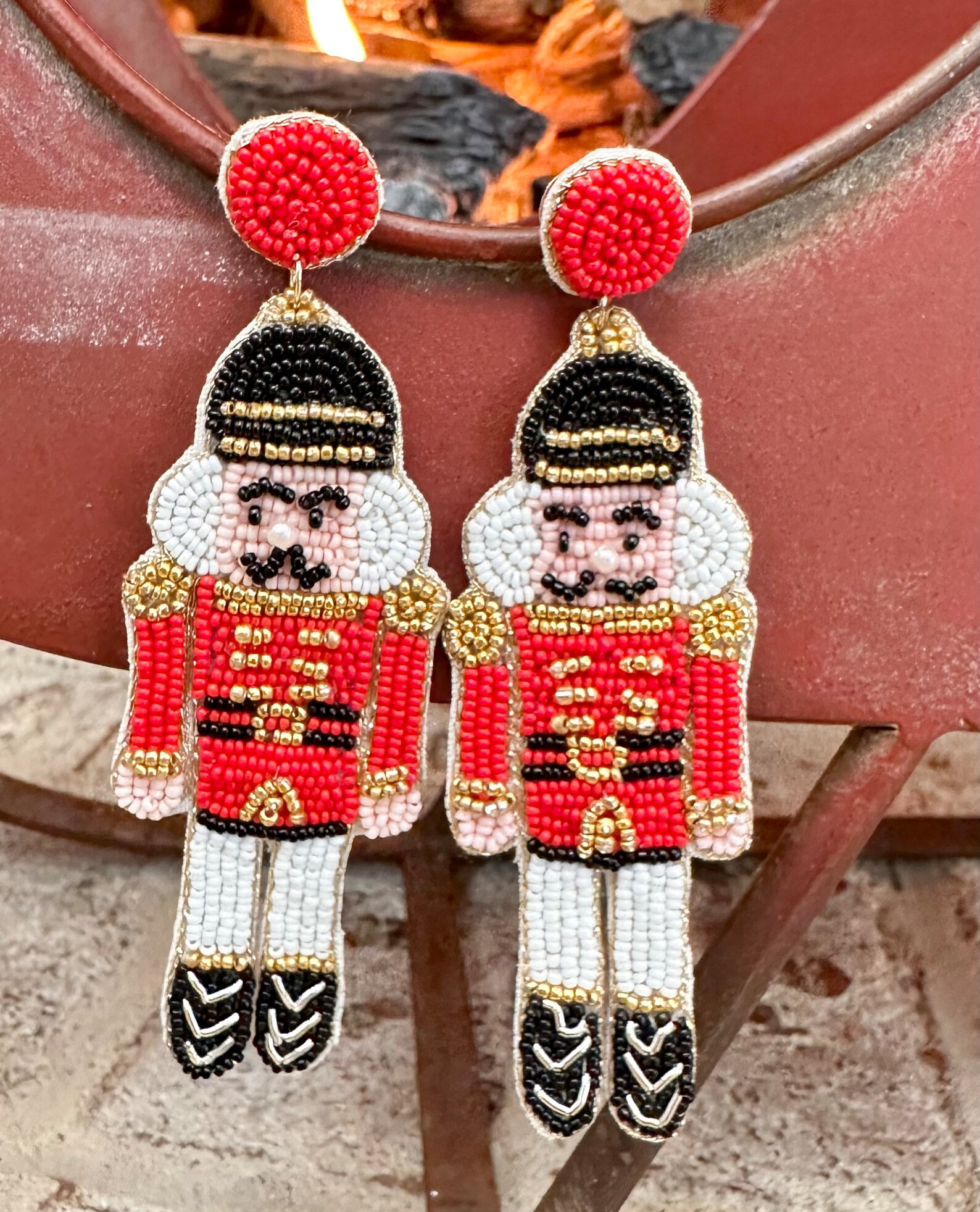 Nutcracker Earrings / Christmas Jewelry / Seed Bead / Statement Earring ...