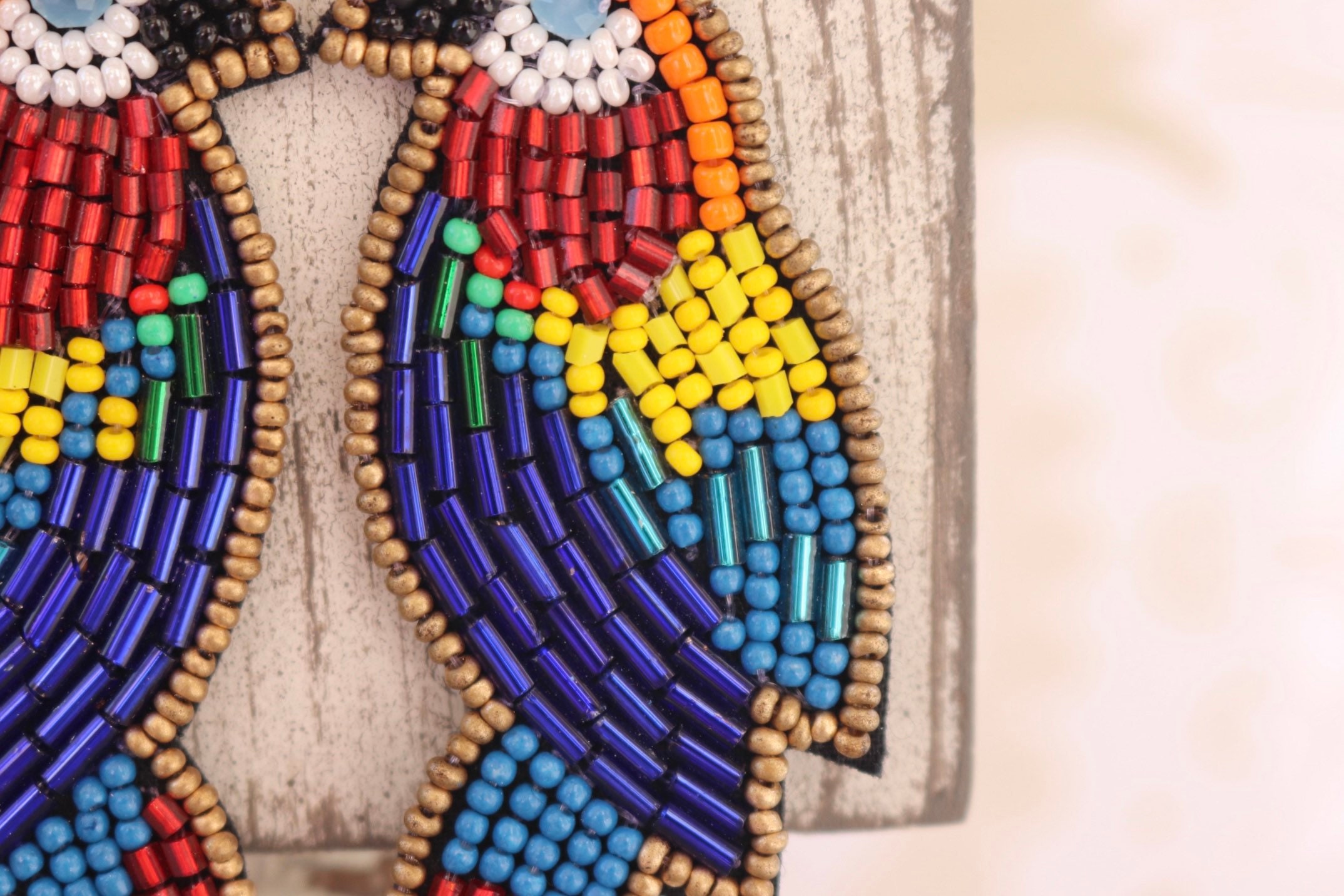 Beaded Parrot Earrings Rainbow / Round Post / Seed Beads / - Etsy