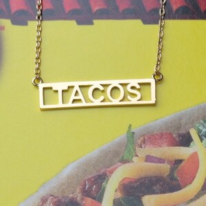 Taco Bar Charm Necklace / 14K Gold Dipped / Adjustable / Taco Tuesday ...