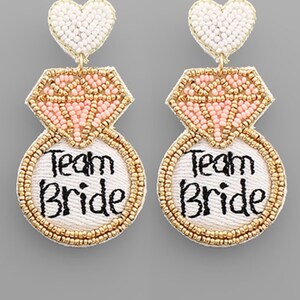 Bride Earrings / Team Bride / Ring / Bachelorette Party / Bride Gift ...