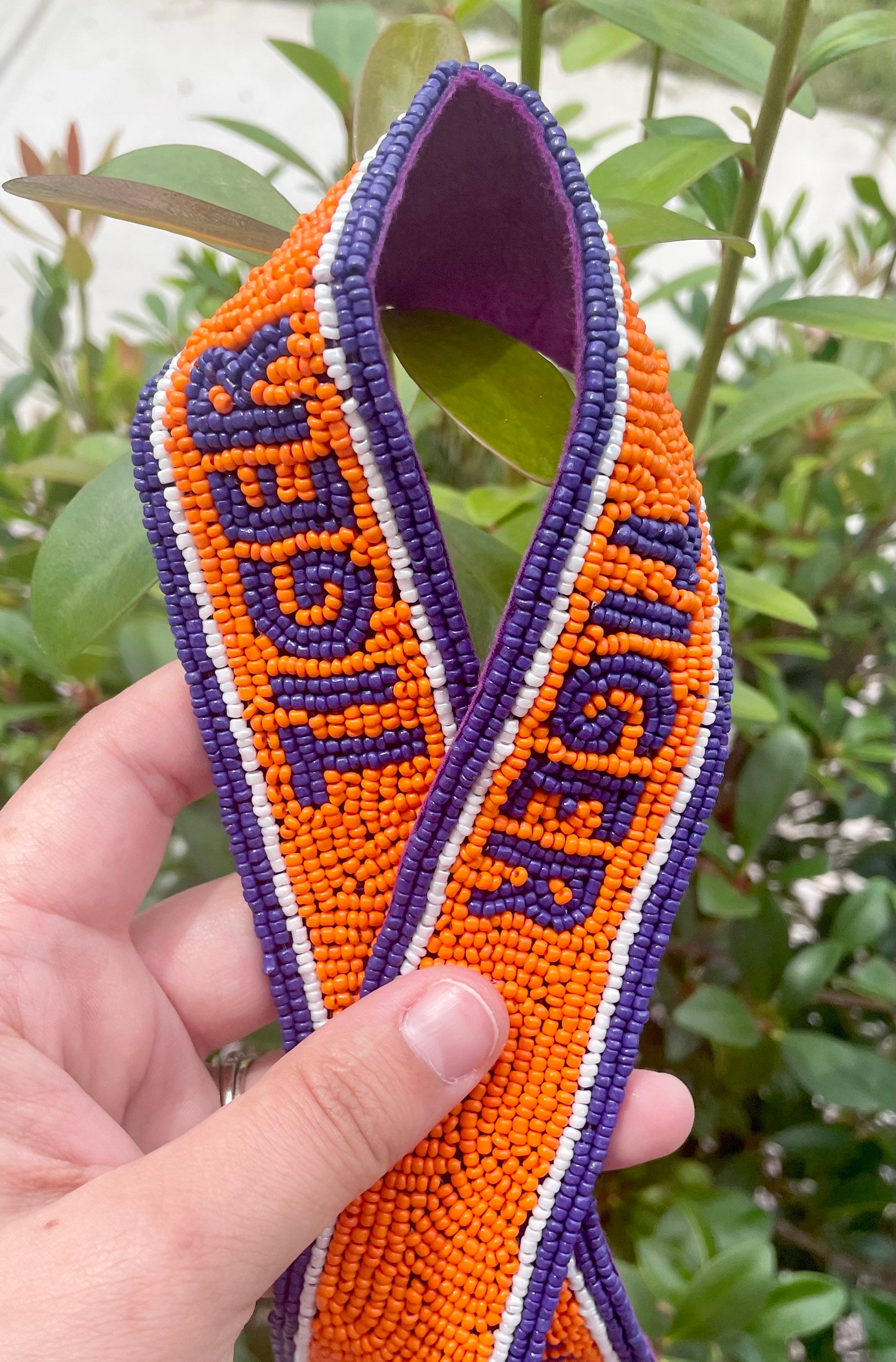 Beaded Purse Strap / Tiger / Yellow Purple Orange / LSU Clemson / Gold ...