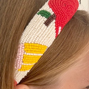 Teacher / Back to School Headband / Beaded / Kitschy Gift / Ivory Red ...