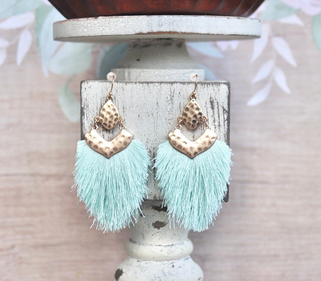 Capped Tassel Earrings / Stamped Gold Hardware / Choose Your Color ...