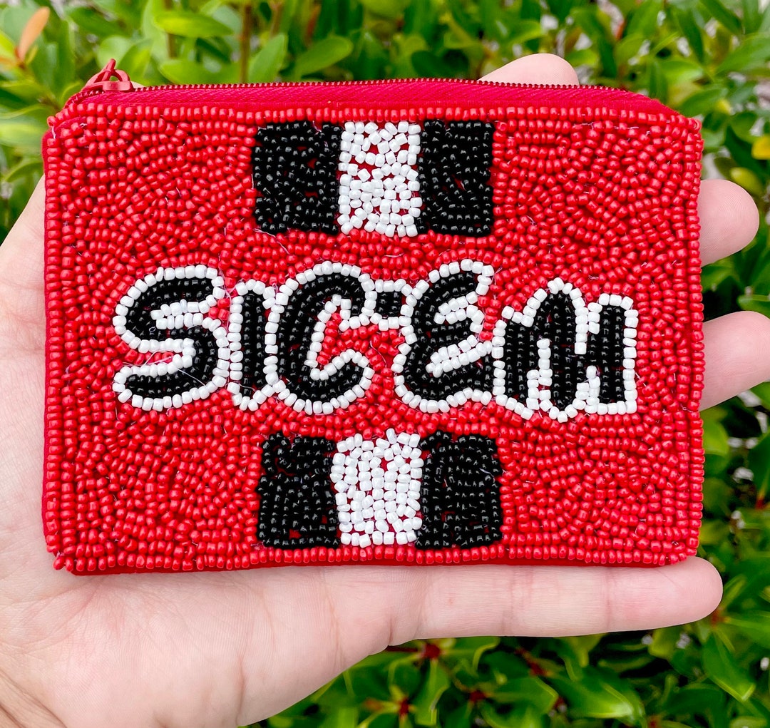 Game Day Beaded Coin Pouch / Purse / Georgia / Gameday Bag Apparel ...